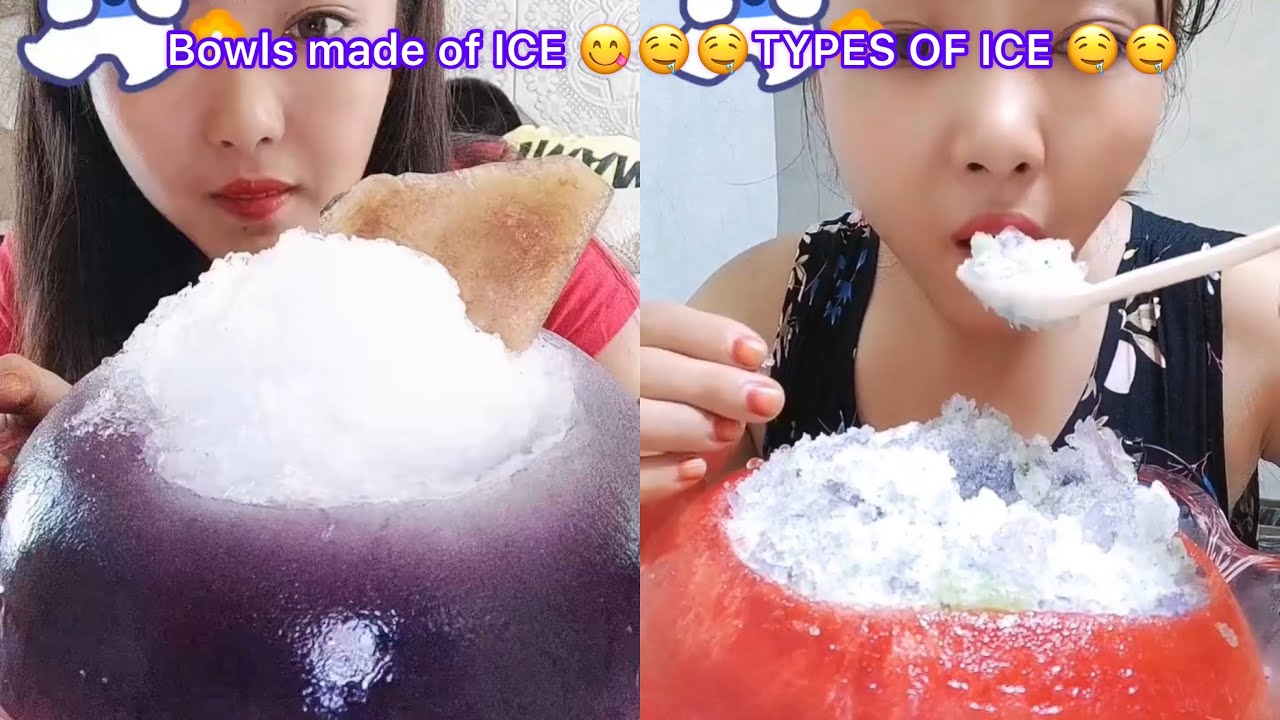 Eating ice🧊 Different types of ICE eating in BOWL made of ICE🤤🤤 - YouTube