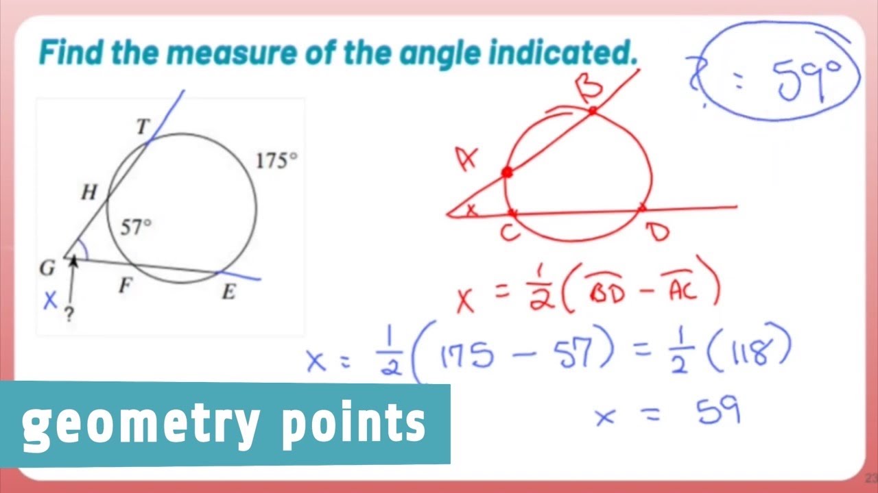 Geometry Points: Measure of an Angle Formed By Two Intercepting Secant ...