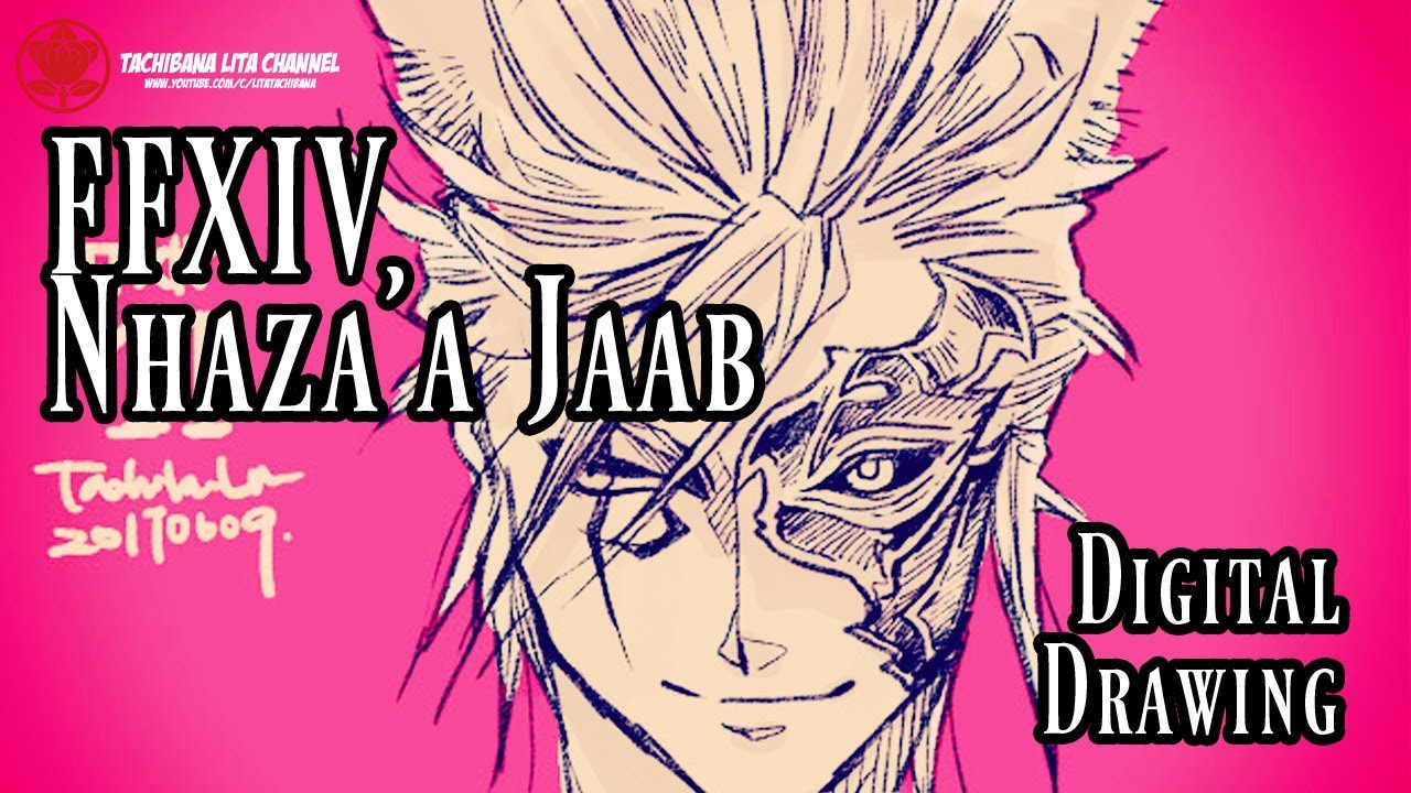 Digital pencil drawing "Nhaza'a Jaab" for FFXIV STORMBLOOD countdown # ...