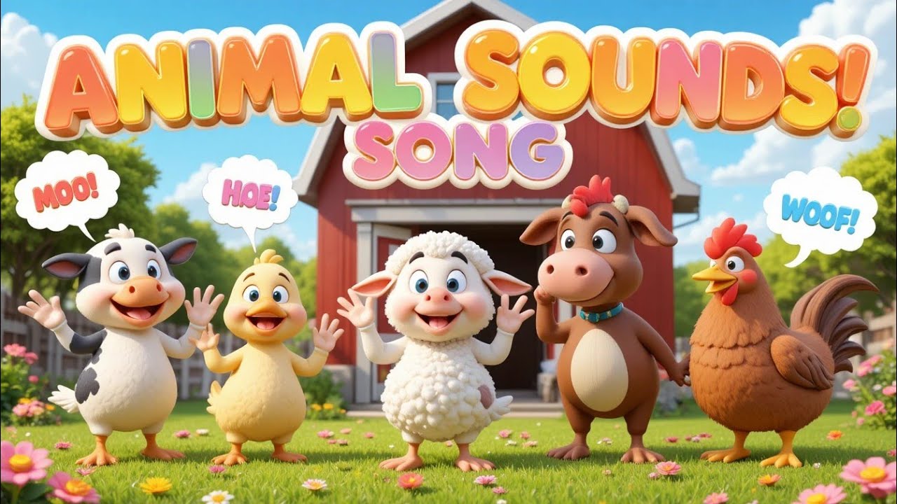🎶 Animal Sounds Song for Kids | Learn Farm Animal Sounds | 3D Cartoon ...