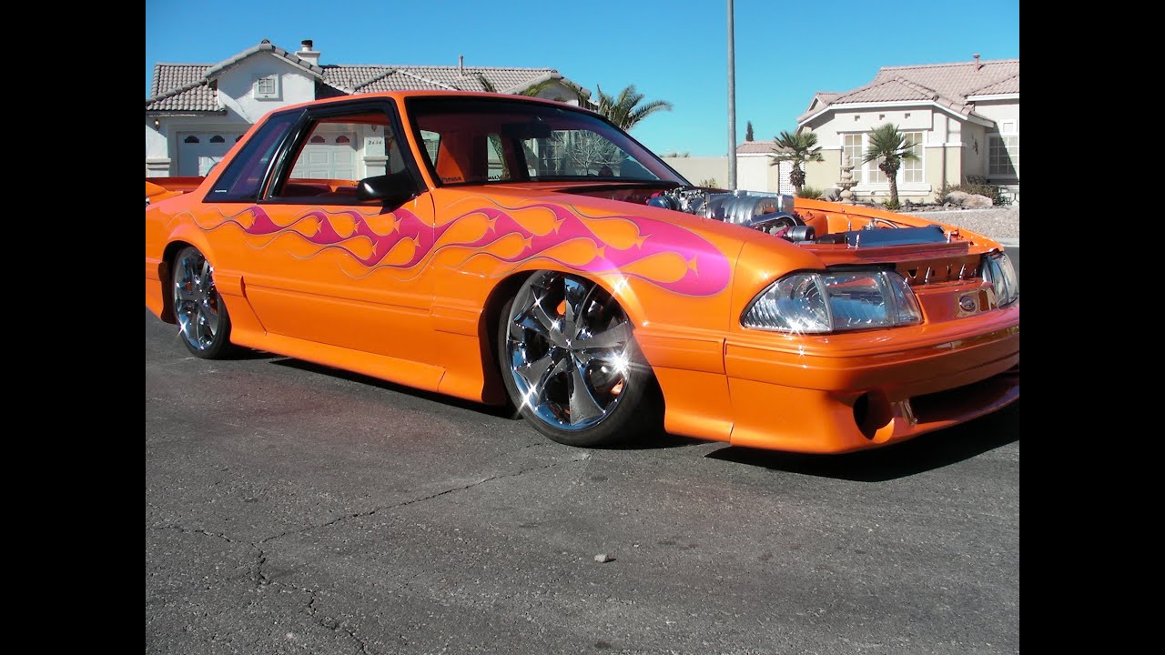badass custom mustang notchback on airbags walkaround - YouTube