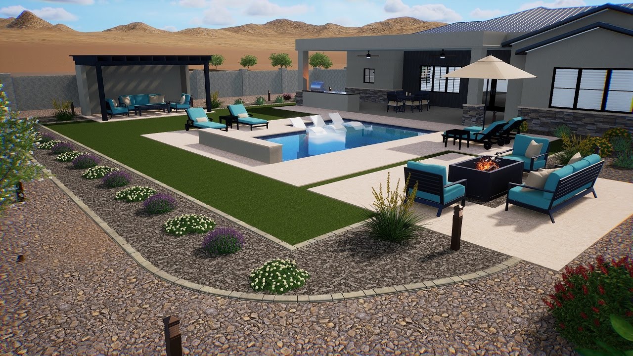 Model 2 - Prescott - RC Pool and Landscape - Front and Backyard ...