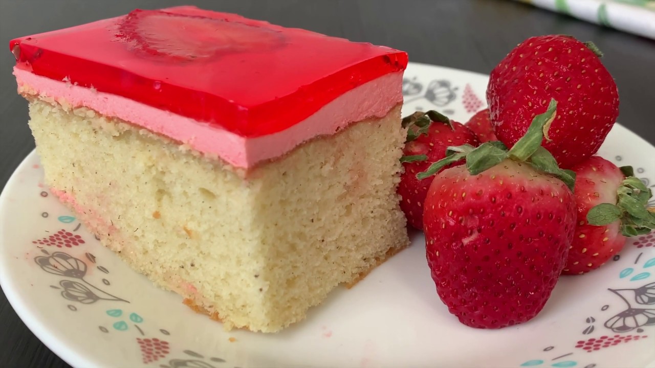 Homemade Strawberry Mousse Jelly Cake || Jelly Cake - YouTube