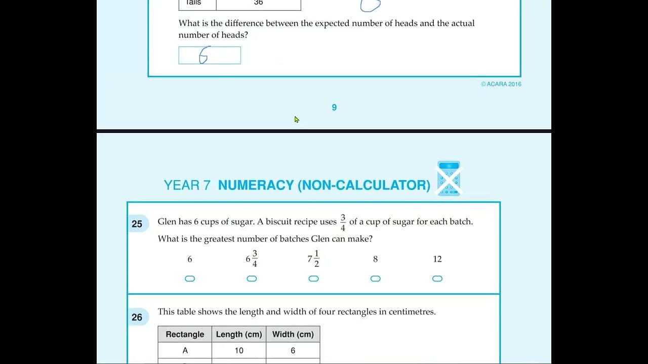 NAPLAN 2016 Year 7 Numeracy No Calculator Part 2 - YouTube