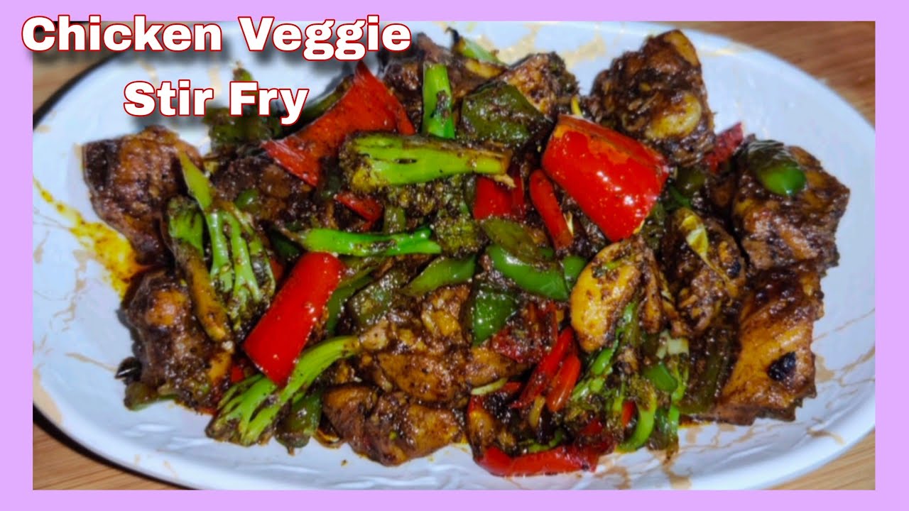 "Chicken Veggies stir fry" |try this colourfull & healthy starter ...