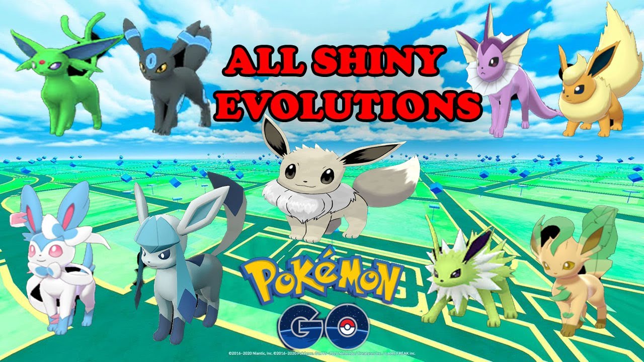 ALL EEVEE SHINY EVOLUTIONS WITH NAMES IN POKEMON GO || POKEMON TRAINER ...