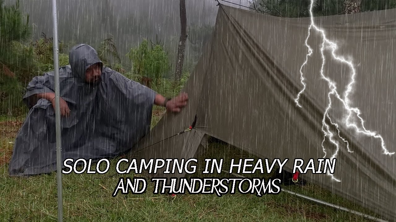 SOLO CAMPING IN HEAVY RAIN, THUNDERSTORM AND RAINSTORM - ASMR - YouTube