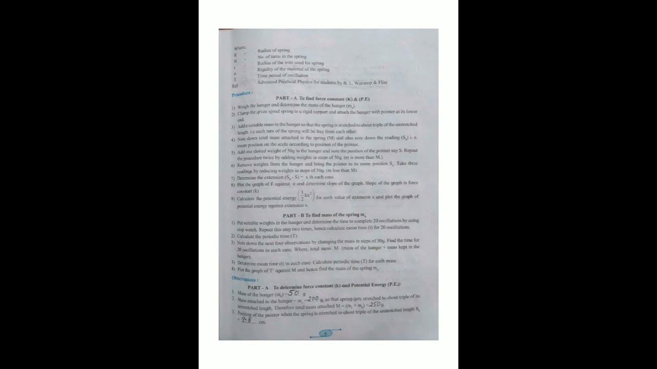 Class 12th Physics Practical - Experiment -1- Spring Mass Oscillator - YouTube