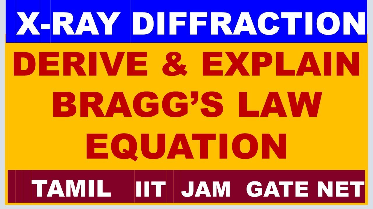 (TAMIL) X-RAY DIFFRACTION BY CRYSTALS DERIVE & EXPLAIN BRAGG EQUATION ...