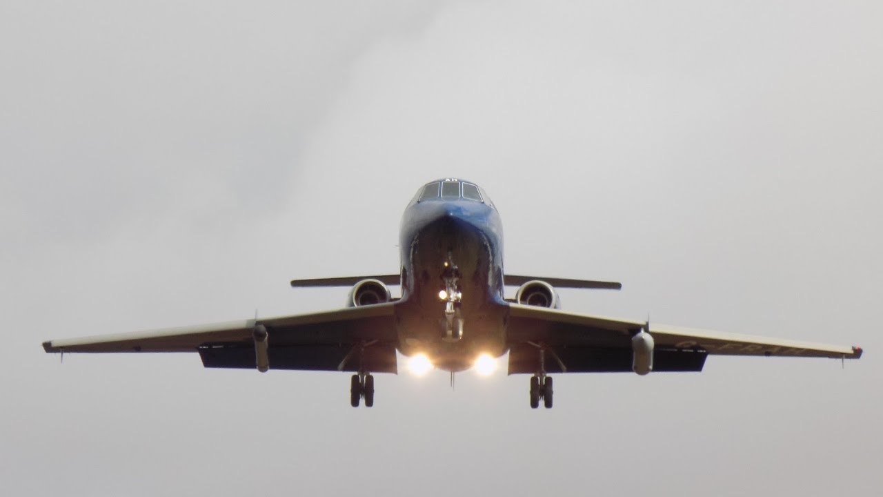 Draken (Cobham) Falcon 20 landing x4 Bournemouth airport - YouTube