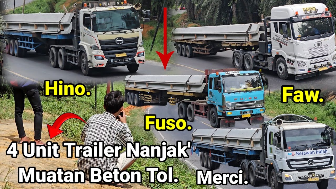 Truck Trailer muatan Besi Beton Jalan Tol Menanjak Di Bukit Kodok ...
