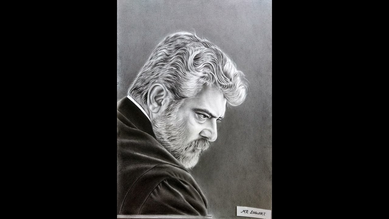 Nerkonda Paarvai Ajith Kumar Drawing / Pencil Sketch 2020 - YouTube