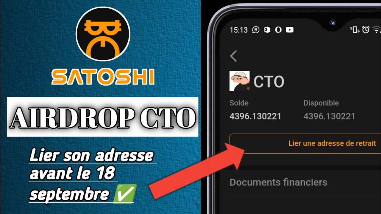 SATOSHI APP: CTO AIRDROP COMMENT LIER SON ADRESSE DE RETRAIT - YouTube