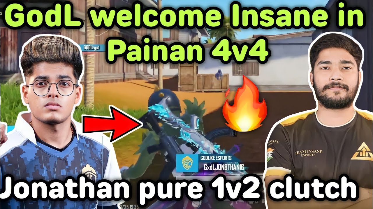 Angry Godlike welcome team Insane in Painan 4v4 🔥 Jonathan pure 1v2 VLT ...