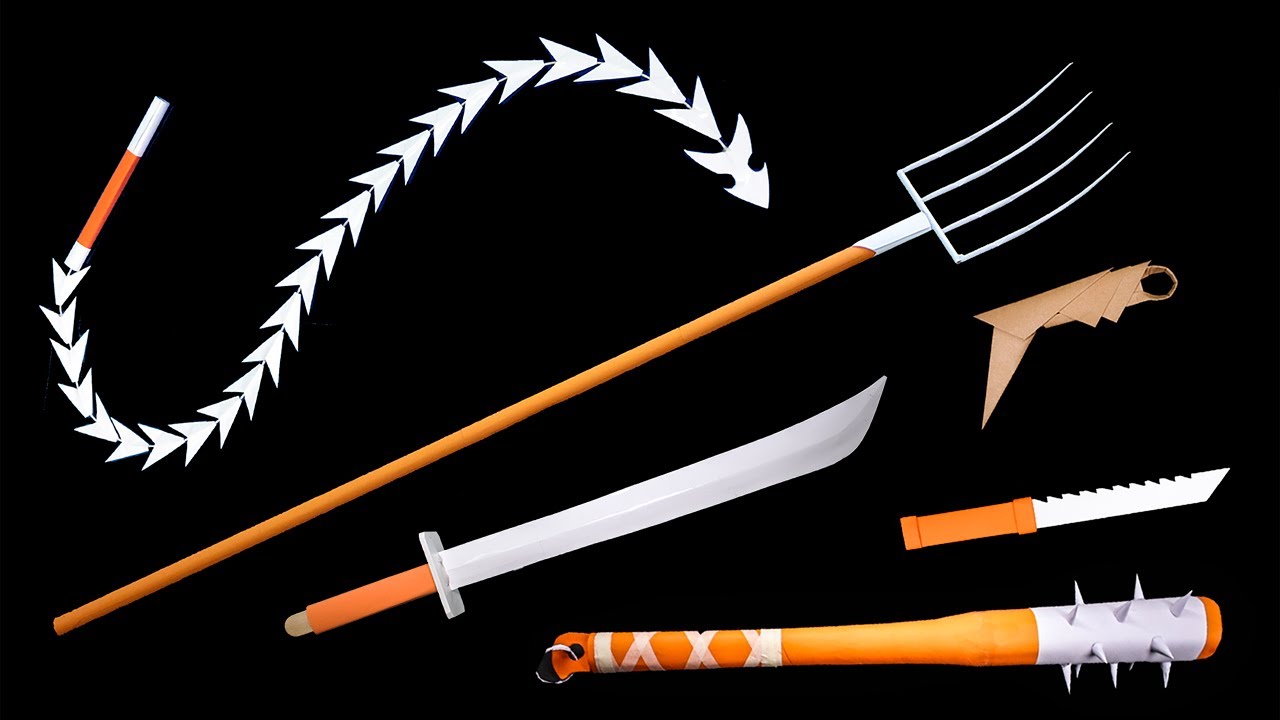07 PAPER WEAPON you can make at home || Sword/Knife/Kunai/Club ...