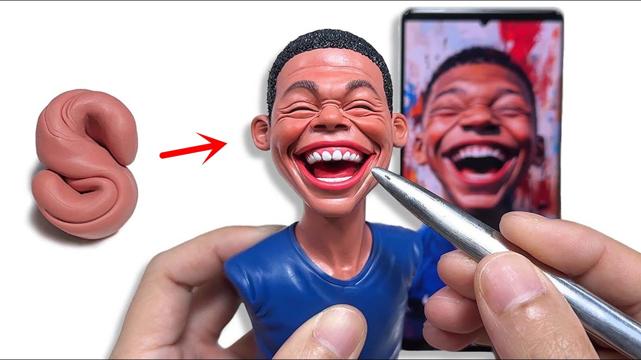 Transforming Kylian Mbappé into a Cartoon Clay Figure ! - YouTube