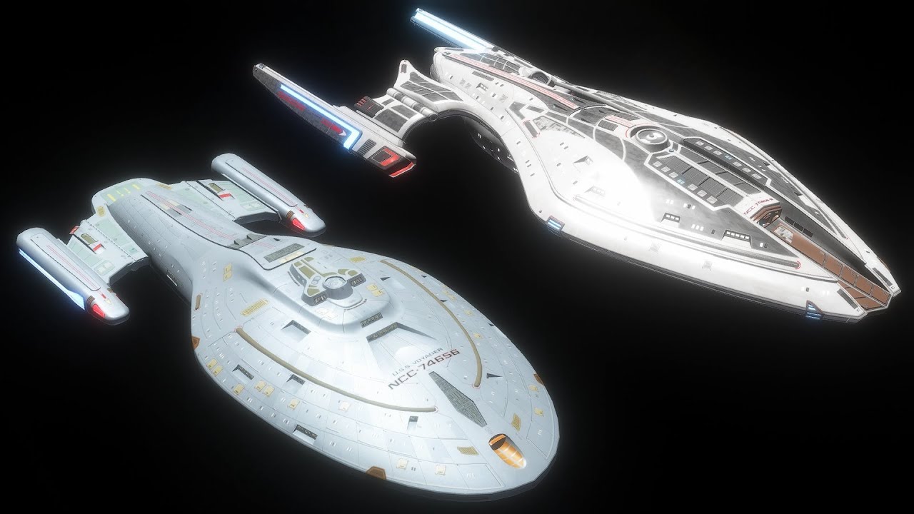 USS Voyager v USS Voyager-B Size Comparison - YouTube