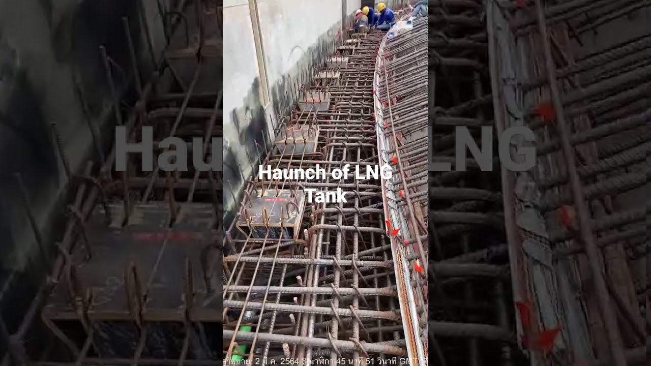 Reinforcement bar work for haunch of LNG Tank roof - YouTube
