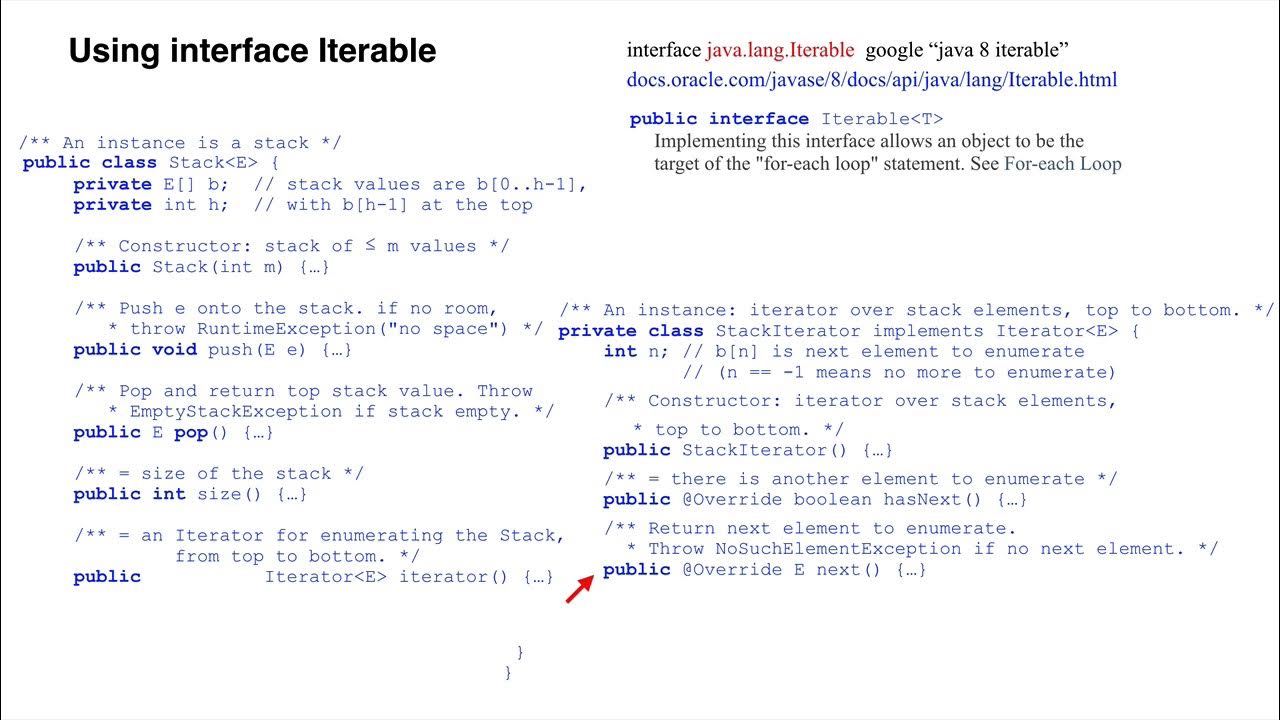 Iterator/Iterable 5. Making class Stack Iterable - YouTube