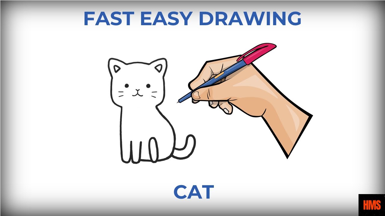 How to draw animals easily step by step | Drawing a cat / Support on ...