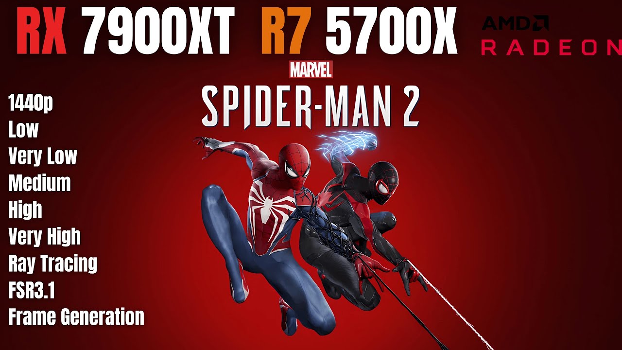 RX 7900 XT + Ryzen 7 5700X | Spider Man 2 PC Benchmark (Low to Very ...