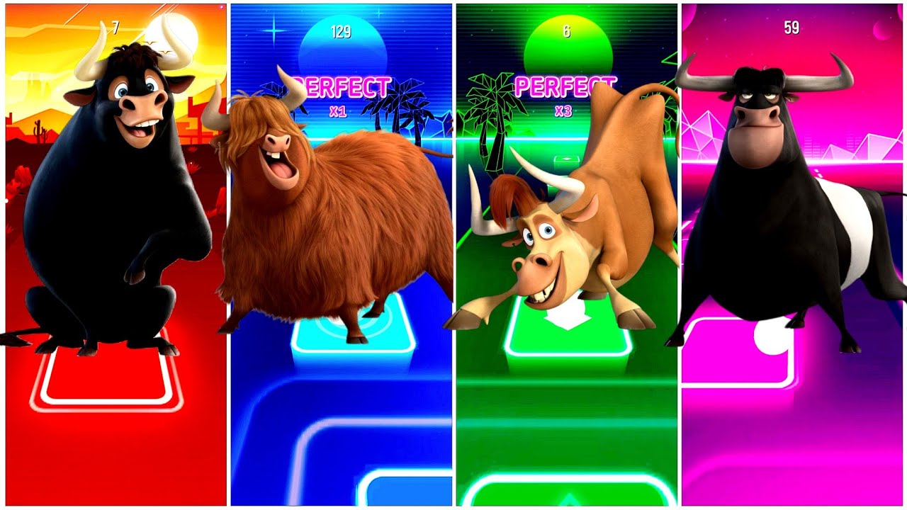 🐂 Ferdinand 🆚 Angus 🆚 Bones 🆚 Maquina | Tiles Hop EDM Rush - YouTube