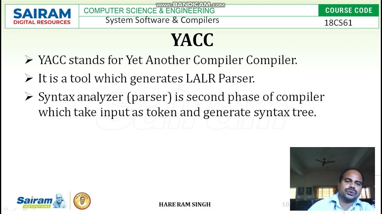 Lecture Video 1 18CS61 Module4 Parser Lexer Communications Hare Ram ...