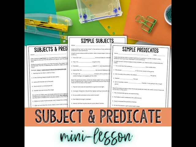 Simple Subjects And Predicates Worksheets Identify The Subject And The