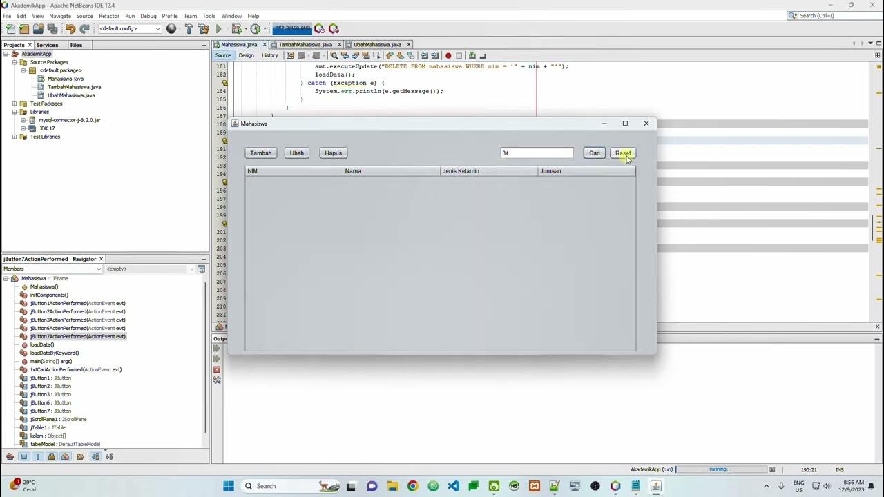 Java Mysql 5 Filter Data Mahasiswa Dari Database Mysql Youtube