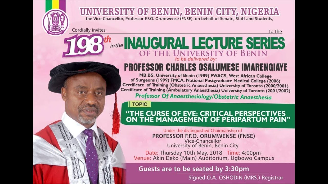 198th Inaugural Lecture Series - YouTube