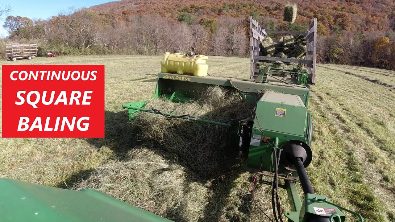 Continuous Square Baling Hay - John Deere Tractor & Baler - YouTube