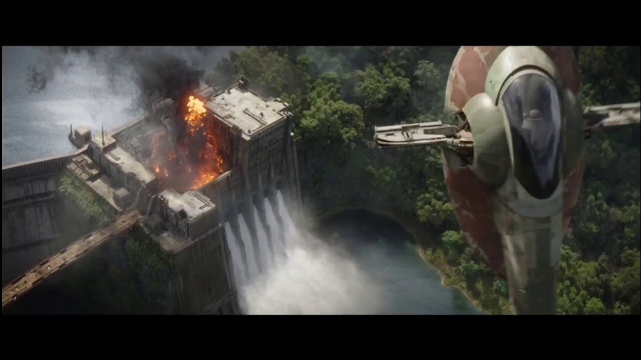 The Mandalorian Slave 1 vs TIE Fighters - YouTube