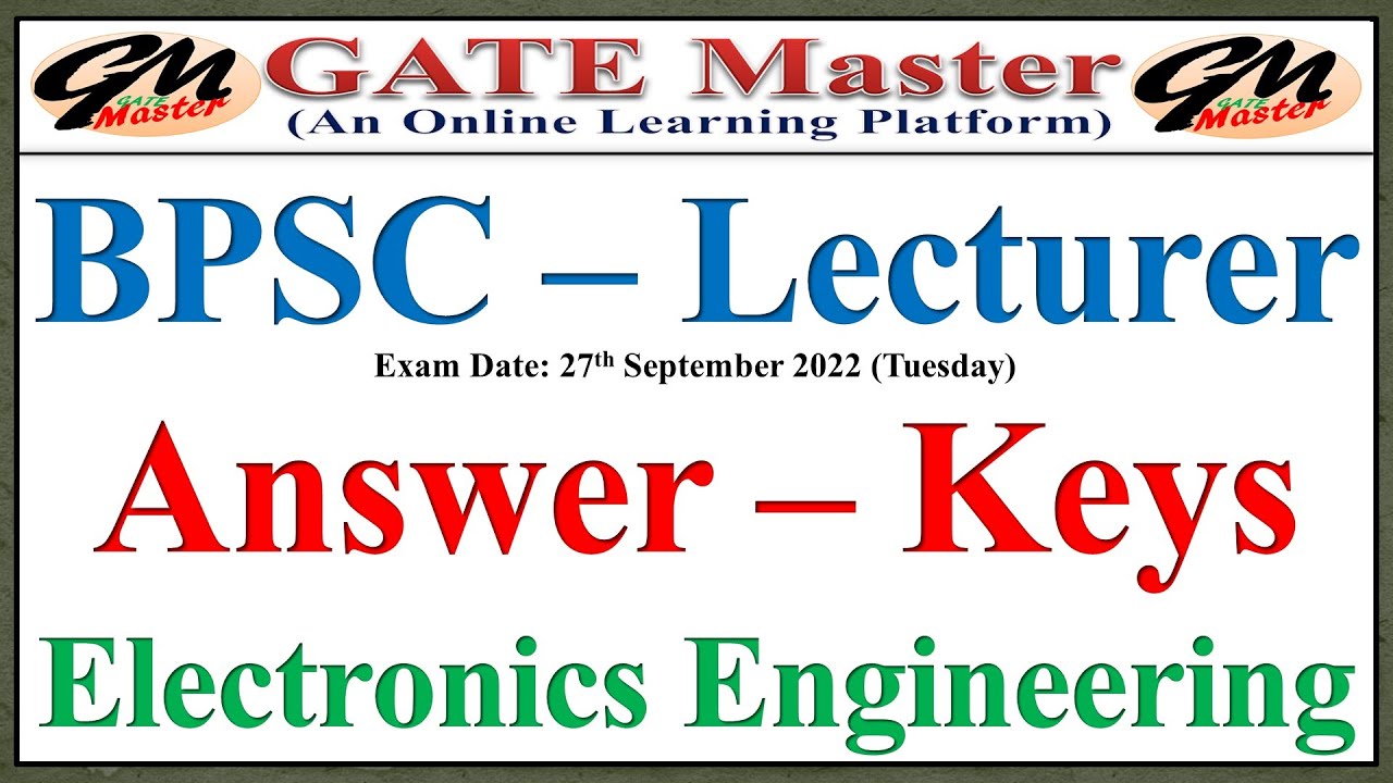 BPSC Lecturer (43/2020) | Electronics Engineering | Answer Key | Exam ...