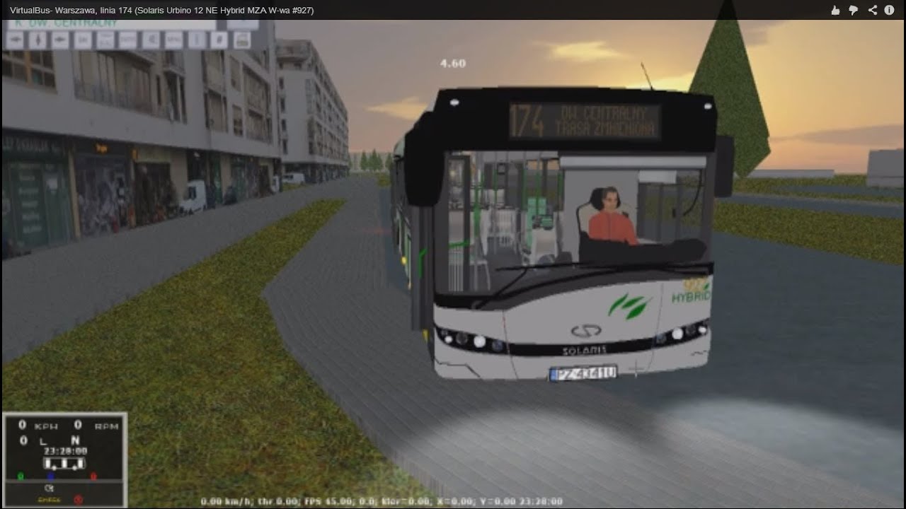 VirtualBus- Warszawa, linia 174 (Solaris Urbino 12 NE Hybrid MZA W-wa ...