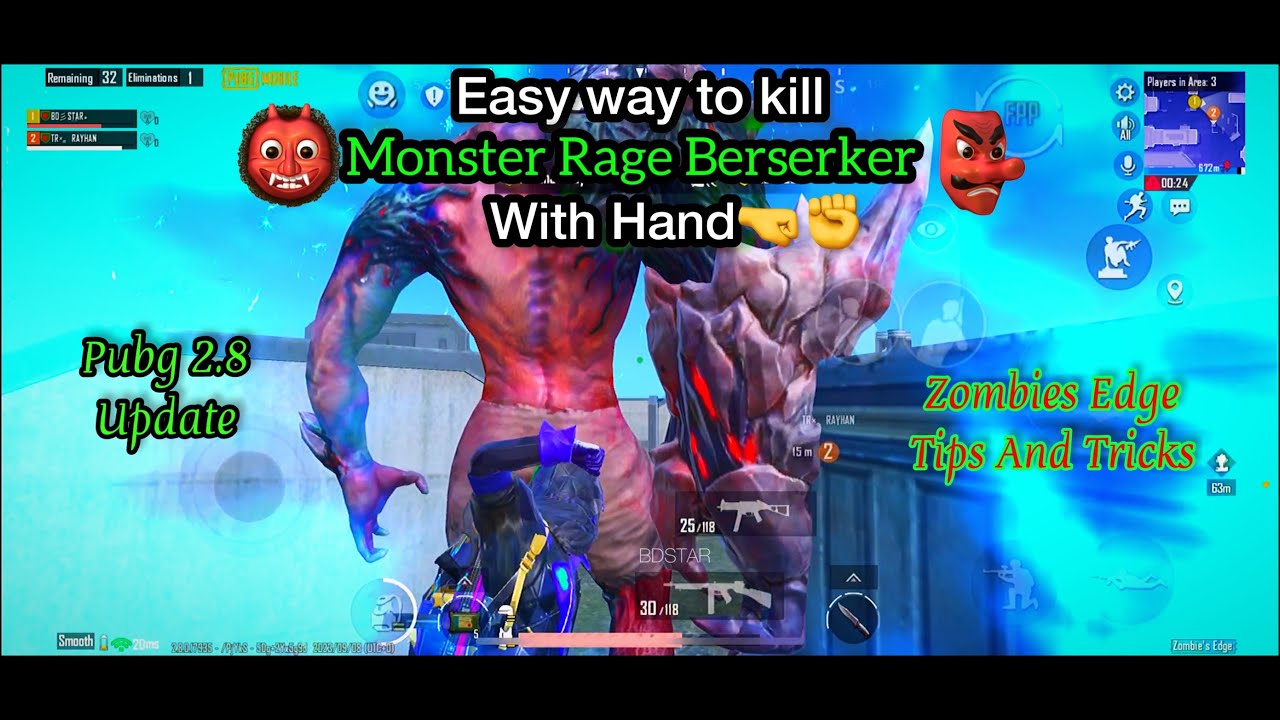Easy Way To Kill Rage Berserker With Hand👺 New Tips And Tricks Pubg ...