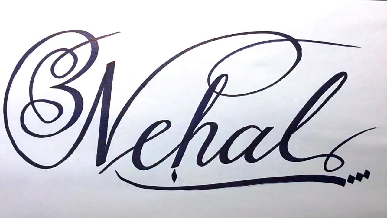 Nehal Name Signature Calligraphy Status | How to Cursive write with cut Marker #nehal @Nehal ...