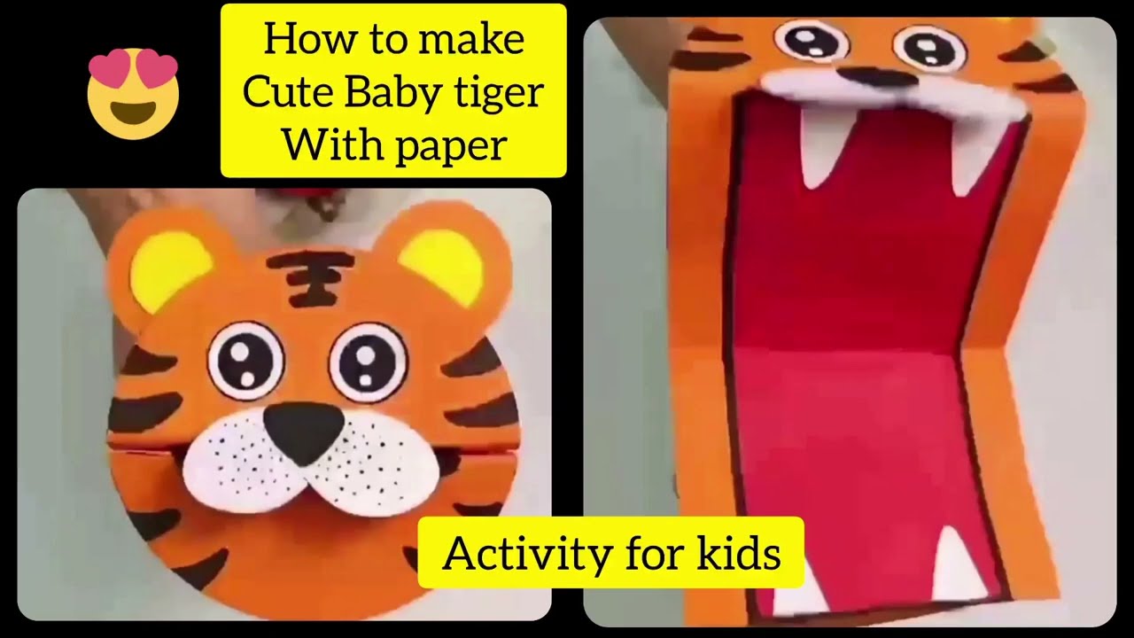 how to make cute baby tiger with paper | kids activity | in just 1 ...