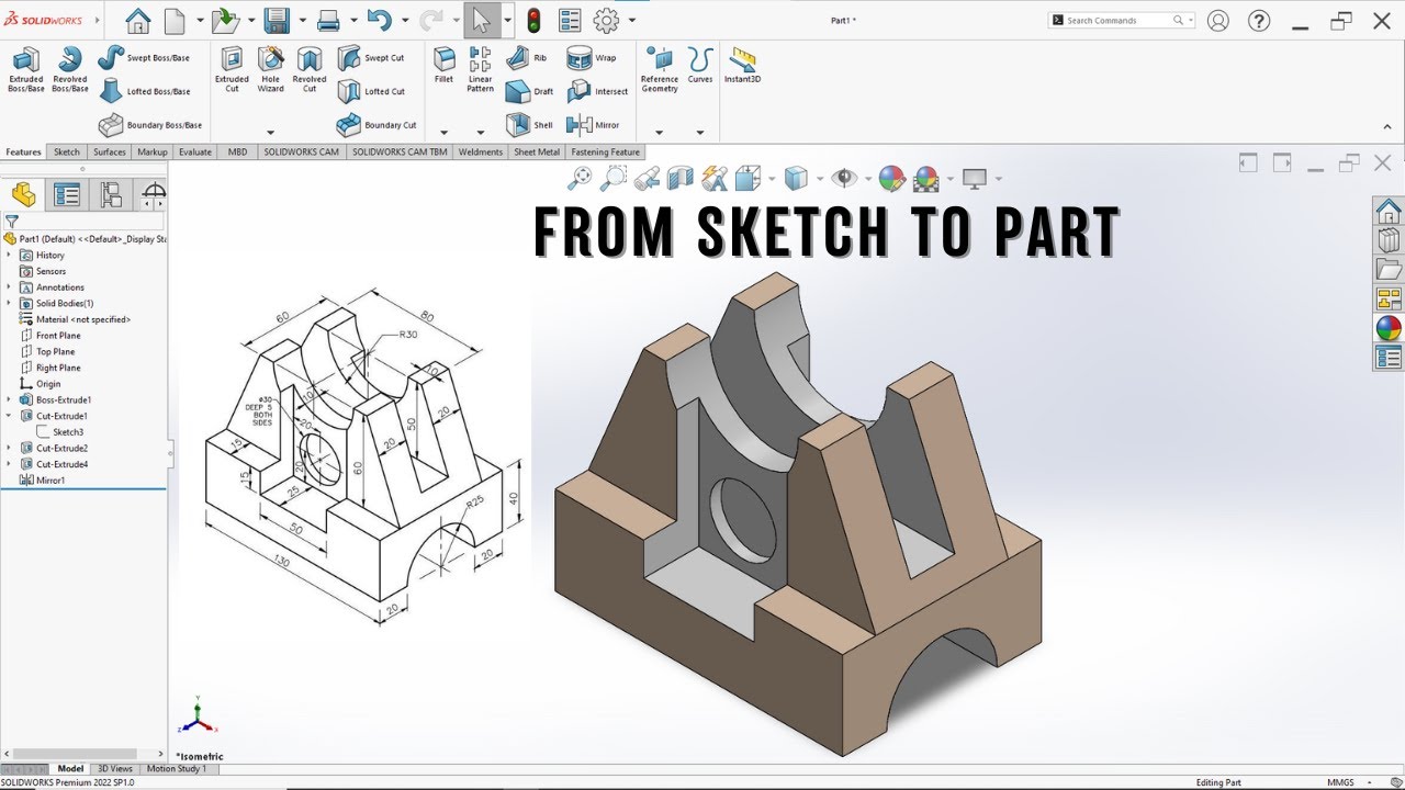 SolidWorks Made Easy: Design a Simple Part Step by Step - YouTube