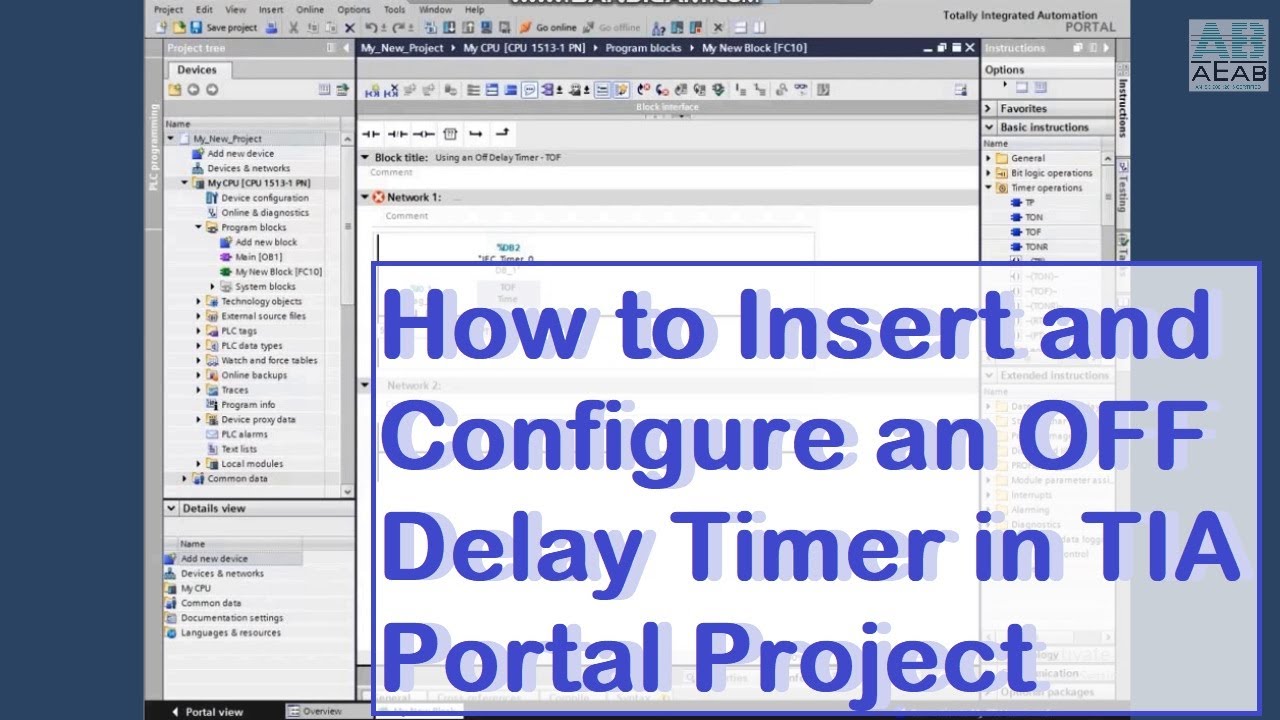 How to Insert and Configure an OFF Delay Timer in TIA Portal Project ...