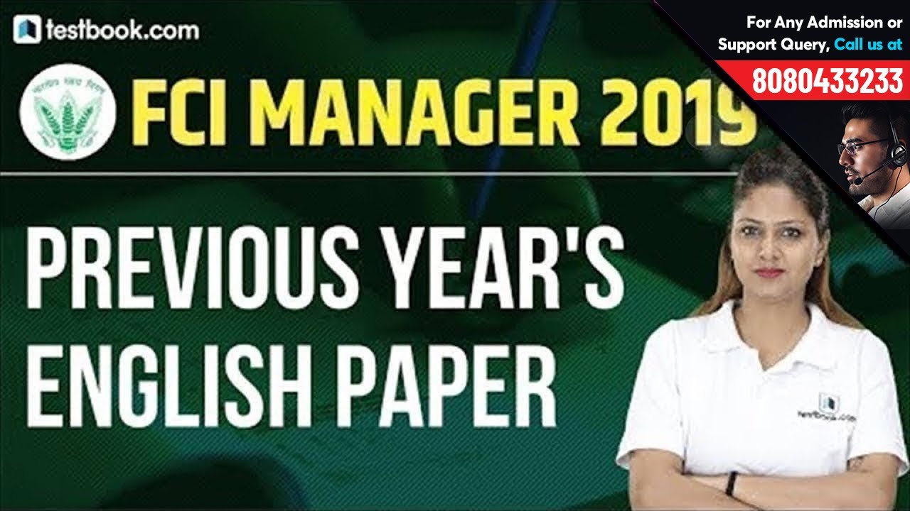 English Questions from FCI Manager Previous Year Question Papers | FCI ...