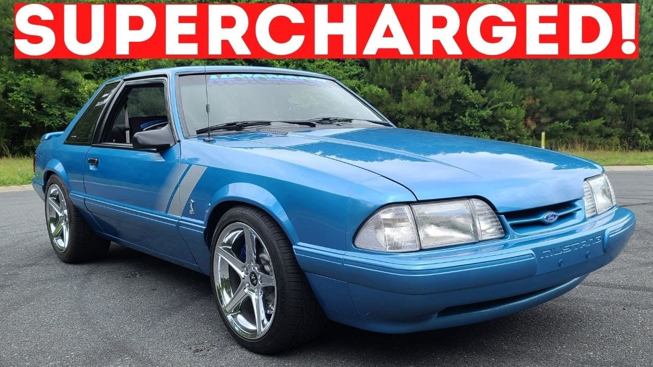 SUPERCHARGED BIMINI BLUE 92 NOTCHBACK FOXBODY MUSTANG! // PERIOD ...