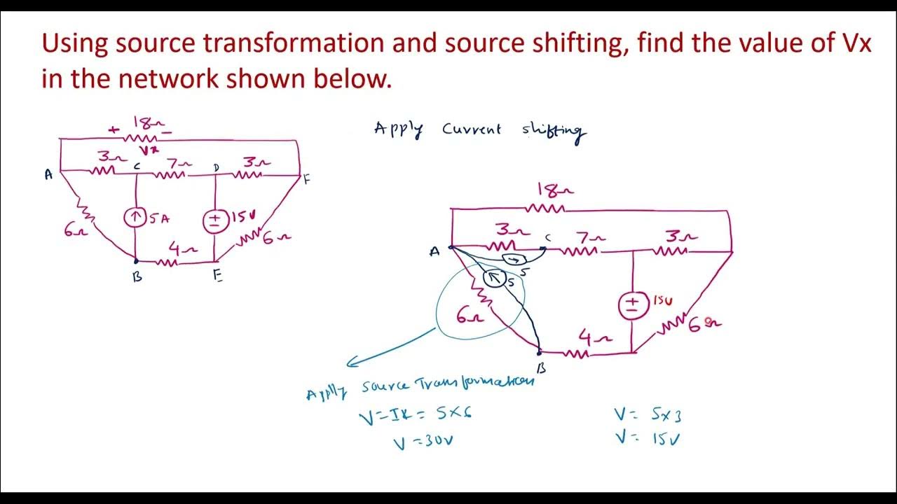 Find Vx using Source Transformation and Source shifting. - YouTube