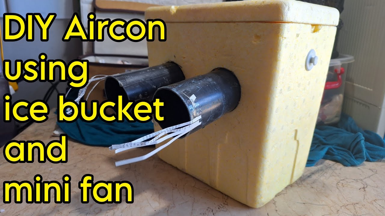 DIY Aircon gamit ang ice bucket and mini fan - YouTube