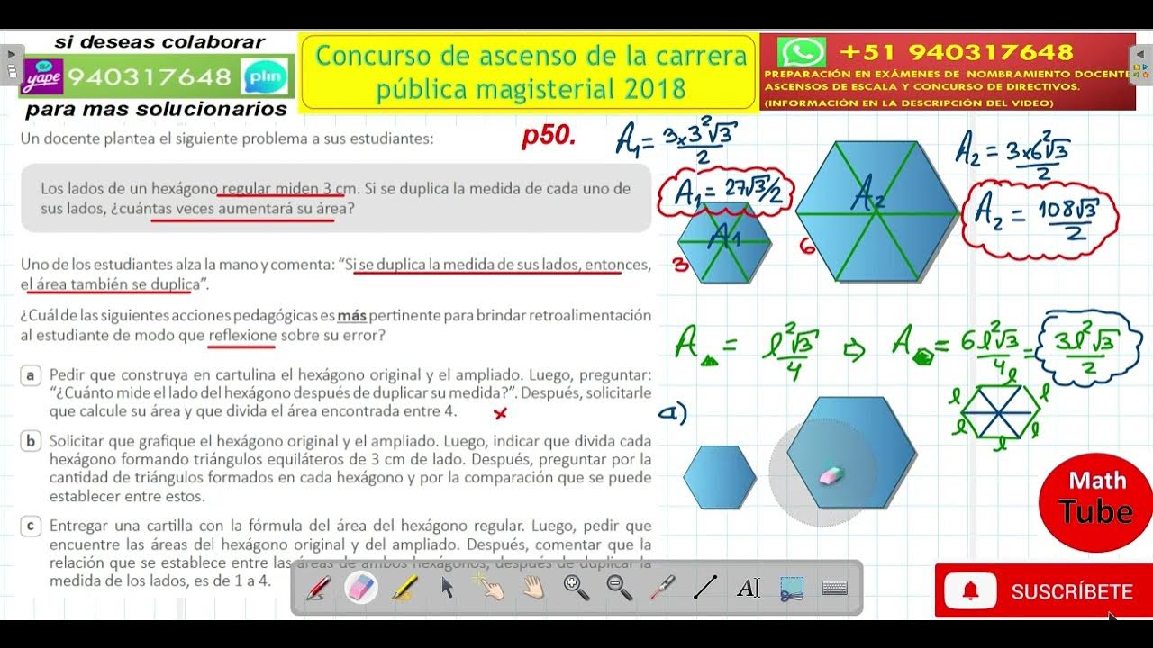 p 50. EXAMEN ASCENSO 2018 - RESUELTO - MATEMÁTICA- CARRERA PUBLICA MAGISTERIAL- CASUÍSTICA - YouTube