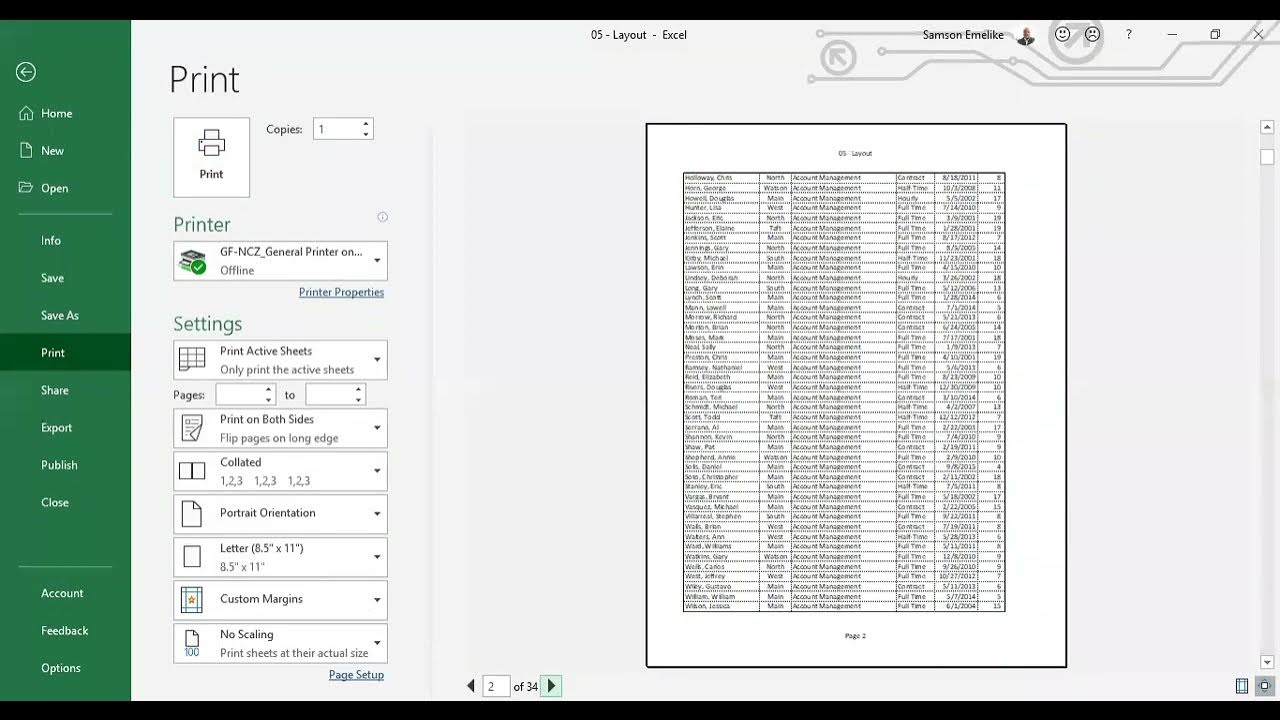 Module 1 Excel Basics Page Layout, Printing worksheet - YouTube