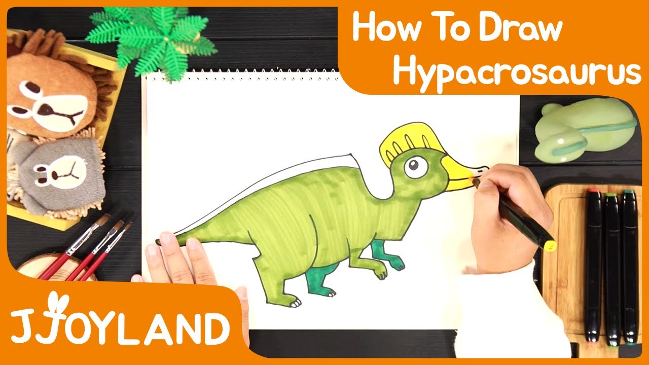 Drawing and Coloring Dinosaur | How to Draw Hypacrosaurus | Hiphop ...