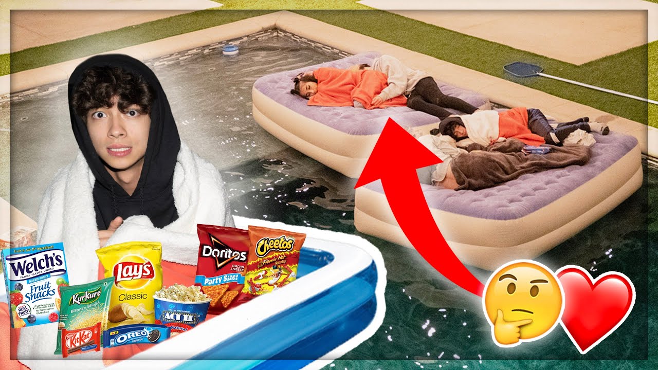 We SLEPT in the POOL OVERNIGHT 24 Hours (I Got Pranked) - YouTube