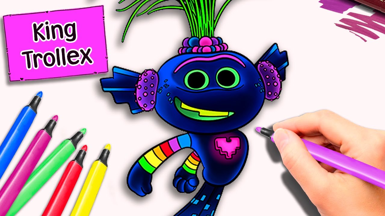 Colouring a Picture of King Trollex from Trolls World Tour - YouTube