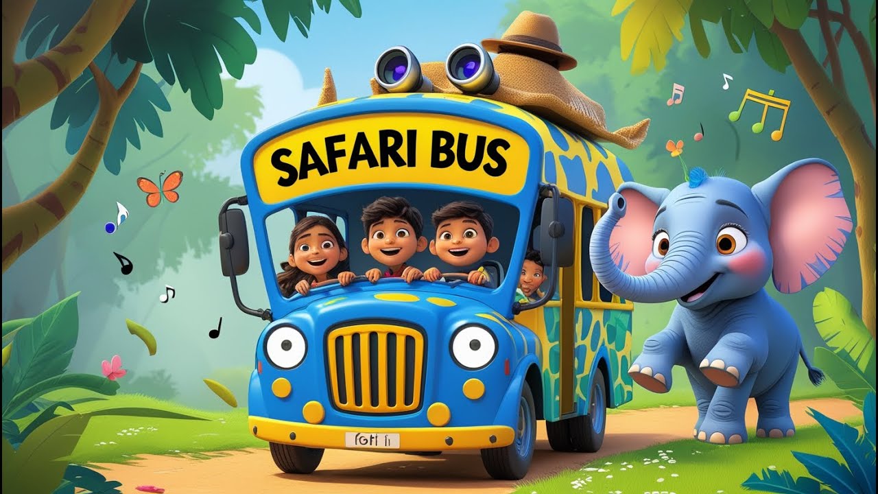 Safari Bus Song for Kids 🚌 | Wheels on the Bus Jungle Adventure | 3D ...