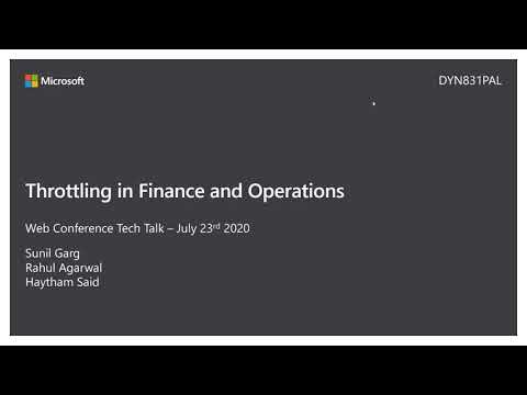 Dynamics 365 Throttling Overview for Finance Operations Integrations -TechTalk | July 23, 2020 ...
